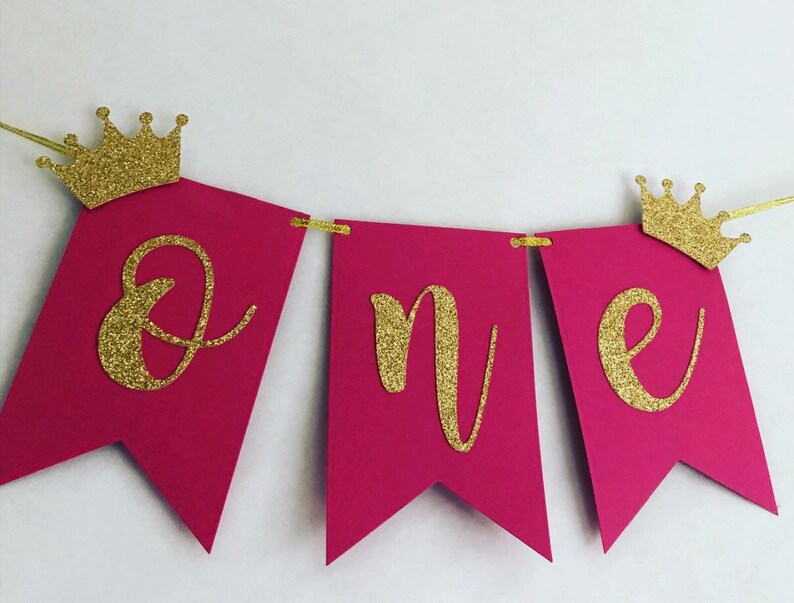 Princess Party.one Bunting.highchair Bunting.1st Birthday - Etsy