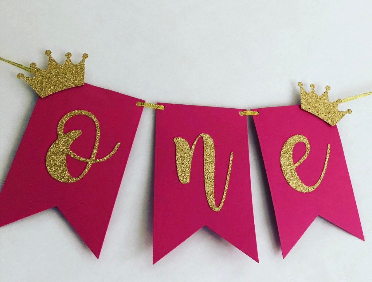 Princess Party.one Bunting.highchair Bunting.1st Birthday | Etsy