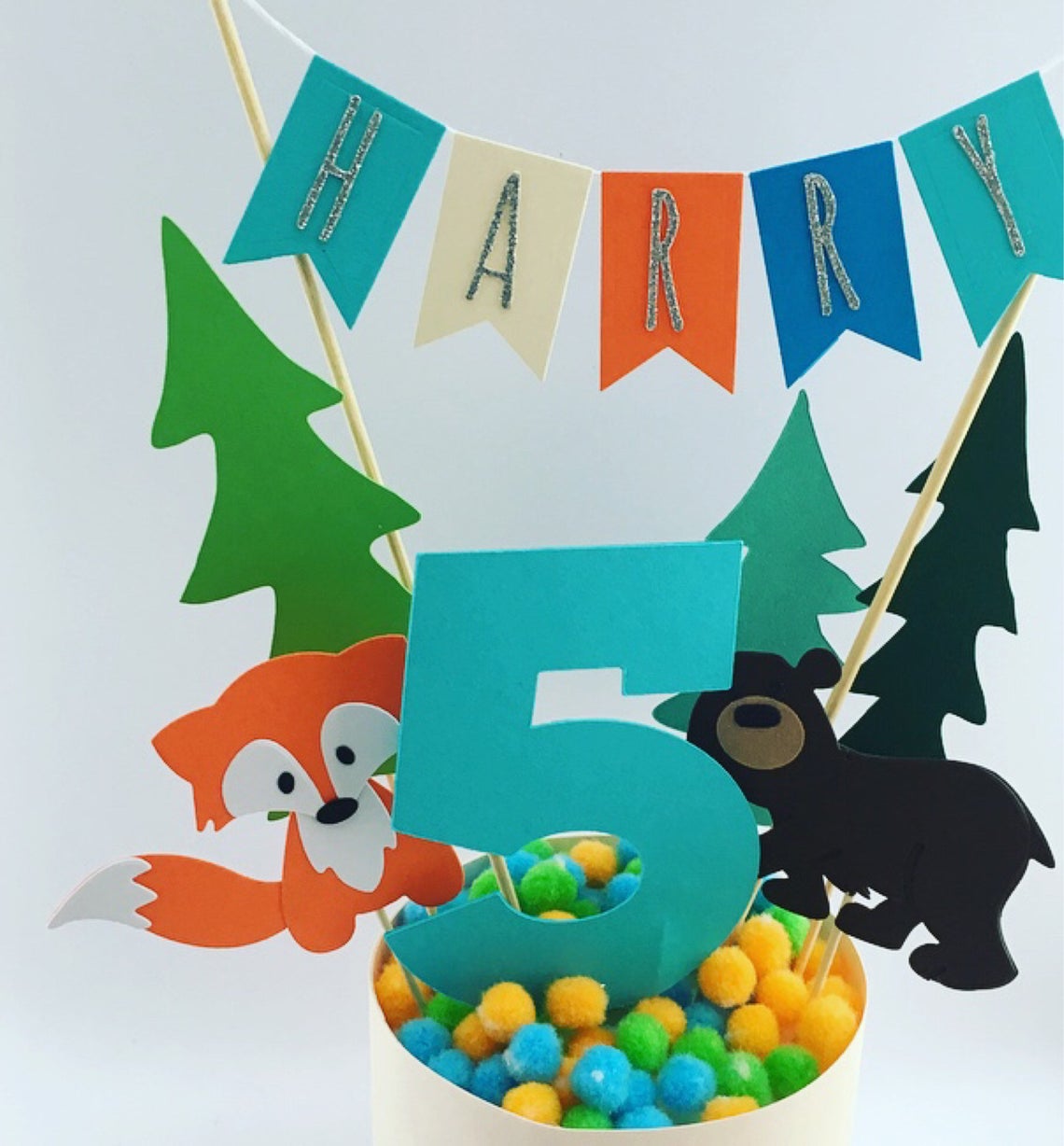 Custom Woodland Cake Topper Fox Party Cake Topper Wild One - Etsy