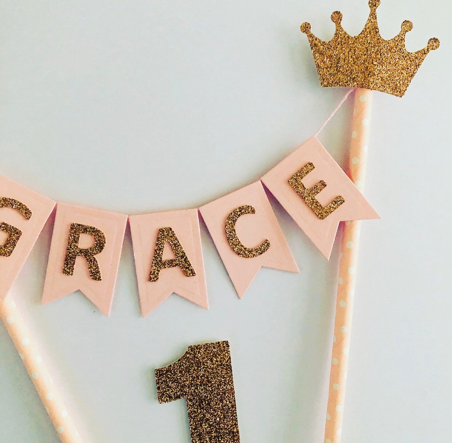 Princess Cake Topper, Princess Cake Bunting, Pink & Rose Gold. Birthday ...