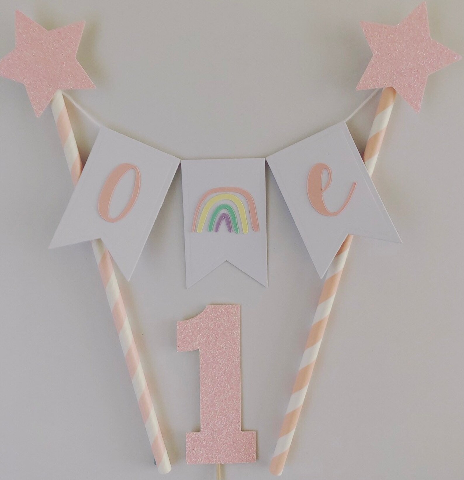 One Boho Rainbow Birthday Topper Boho Party Cake Topper - Etsy