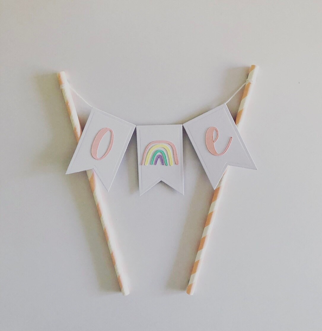 Custom Cake Bunting, Boho Party, Boho Rainbow Cake Topper, Cake Topper ...