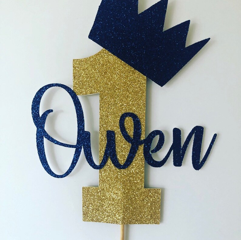 Gold and Navy Custom Personalised Number One Cake Topper 1st - Etsy