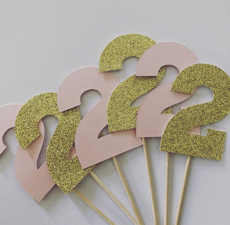 Handmade Pink and Gold Birthday Cake Toppers 2nd Birthday | Etsy