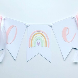 Pastel Rainbow First Birthday Banner, Highchair Garland, Boho Rainbow ...