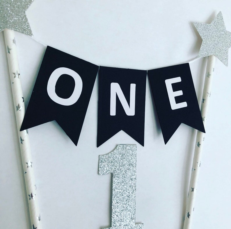 1st Birthday Cake Topper Black and White Cake Topper 1st - Etsy