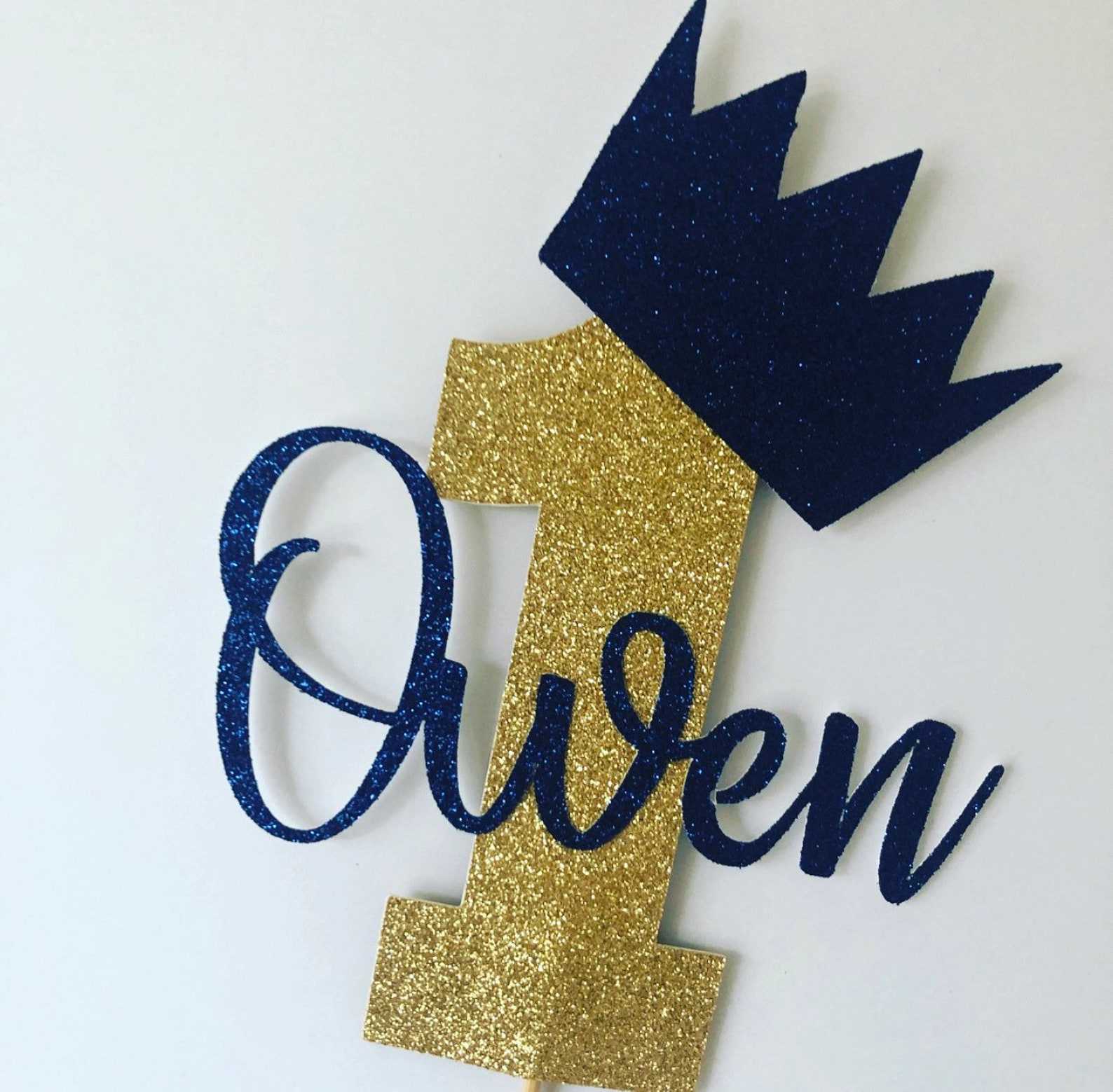 Gold and Navy Custom Personalised Number One Cake Topper 1st Birthday ...