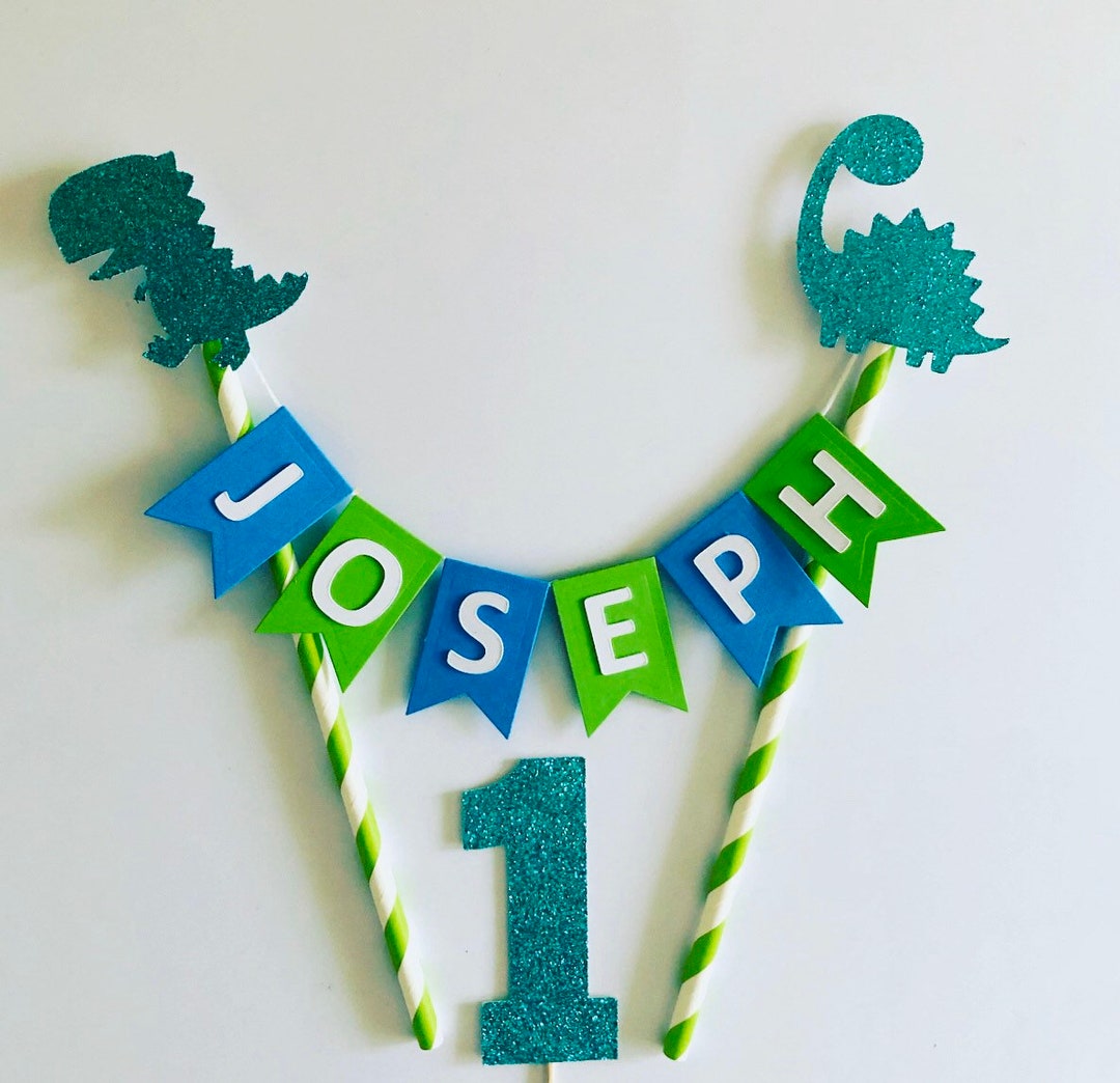 Dinosaur Cake Topper, Custom Dinosaur Age and Name Topper, Dinosaur ...