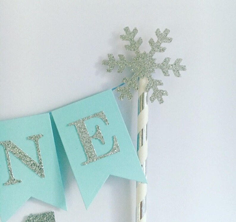 First Birthday Cake Topper Blue and Silver Cake Bunting Winter ...