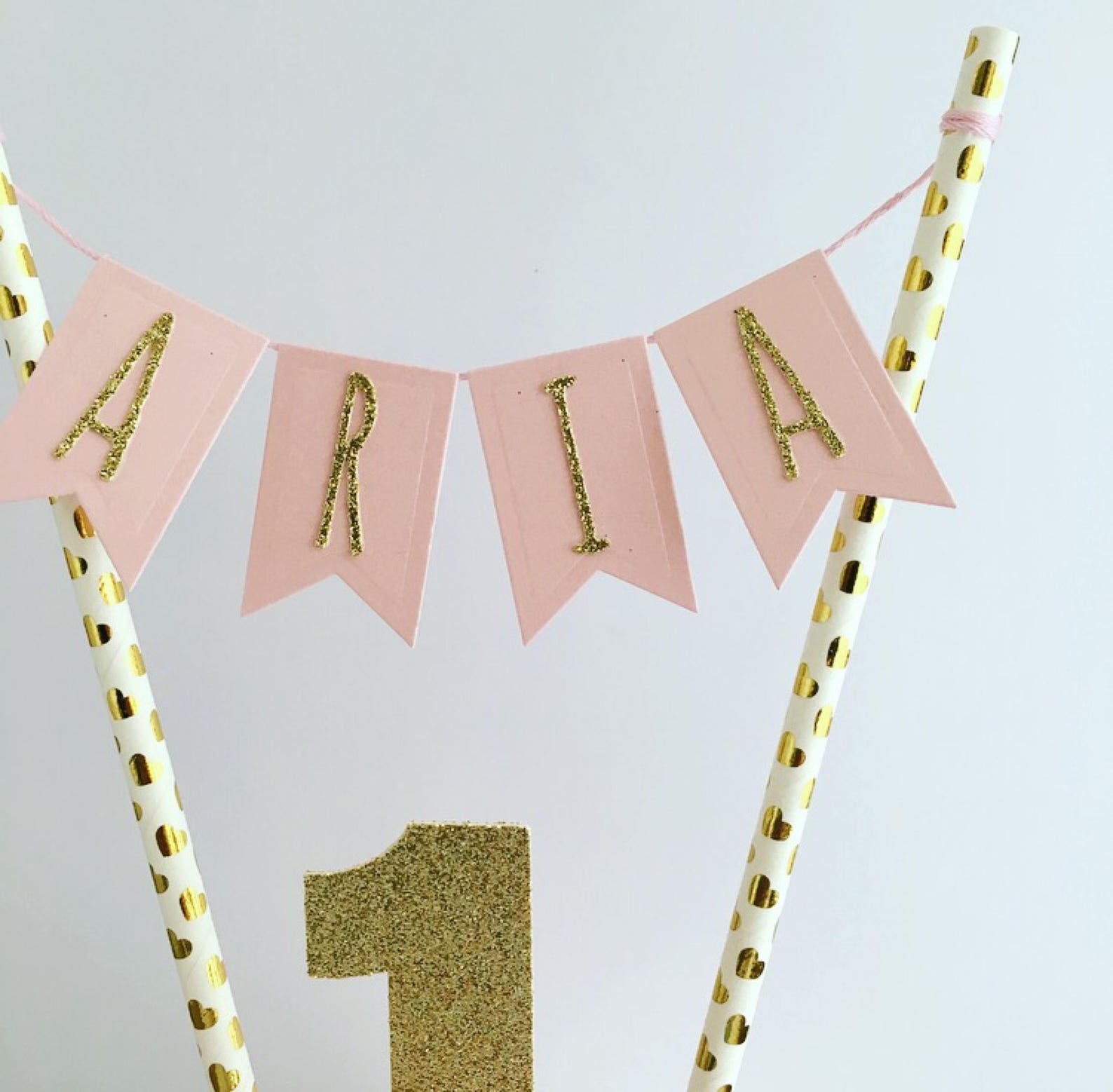 Personalised Girls Birthday Cake Topper. Pink and Gold Custom Cake ...