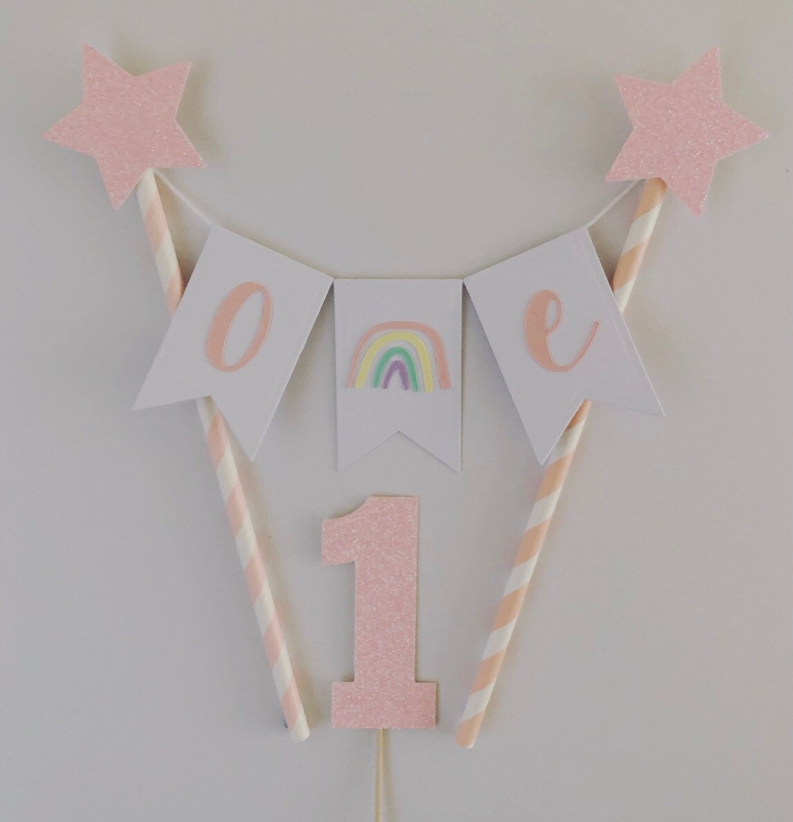 One Boho Rainbow Birthday Topper Boho Party Cake Topper - Etsy