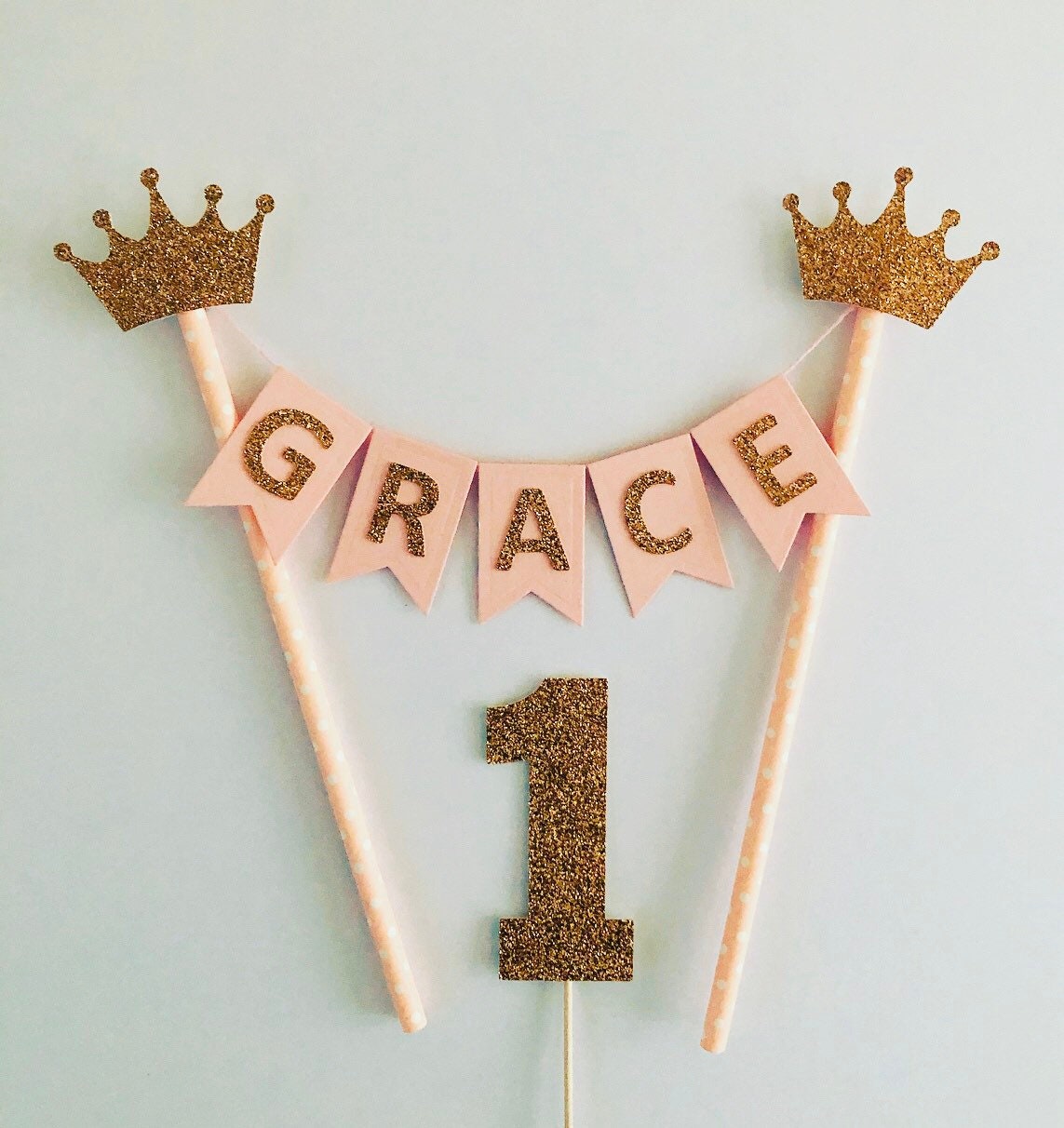 Princess Cake Topper Princess Cake Bunting Pink & Rose Gold. - Etsy