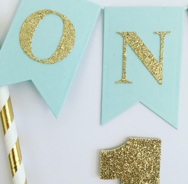 Boys 1st Birthday Cake Topper Baby Boy is One Blue and Gold - Etsy UK