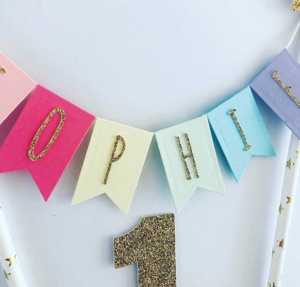 Pastel Rainbow Cake Topper Pastel Cake Bunting Pastel Party - Etsy