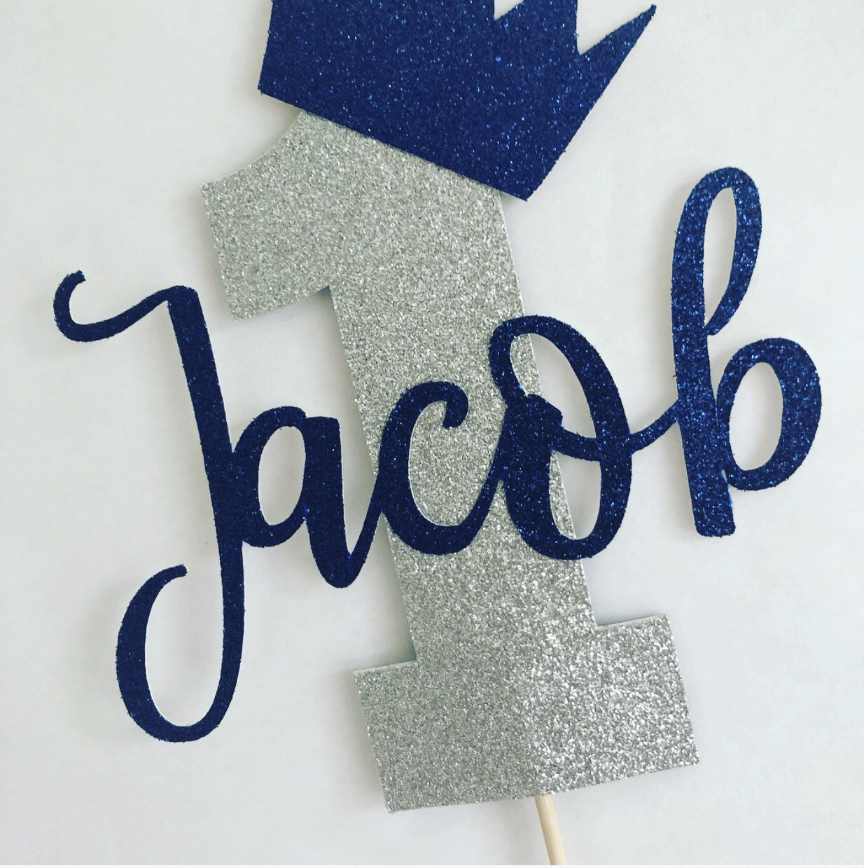 1st Birthday Personalised Custom Glitter Cake Topper Navy and - Etsy