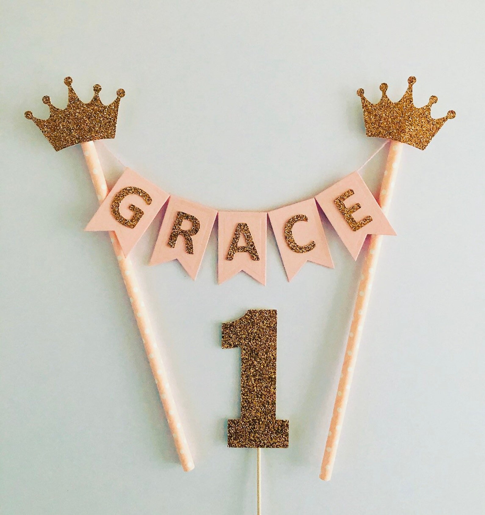 Princess Cake Topper, Princess Cake Bunting, Pink & Rose Gold. Birthday ...