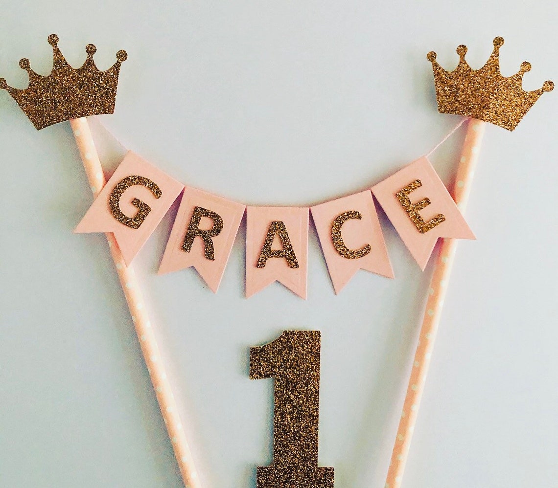 Princess Cake Topper Princess Cake Bunting Pink & Rose Gold. | Etsy