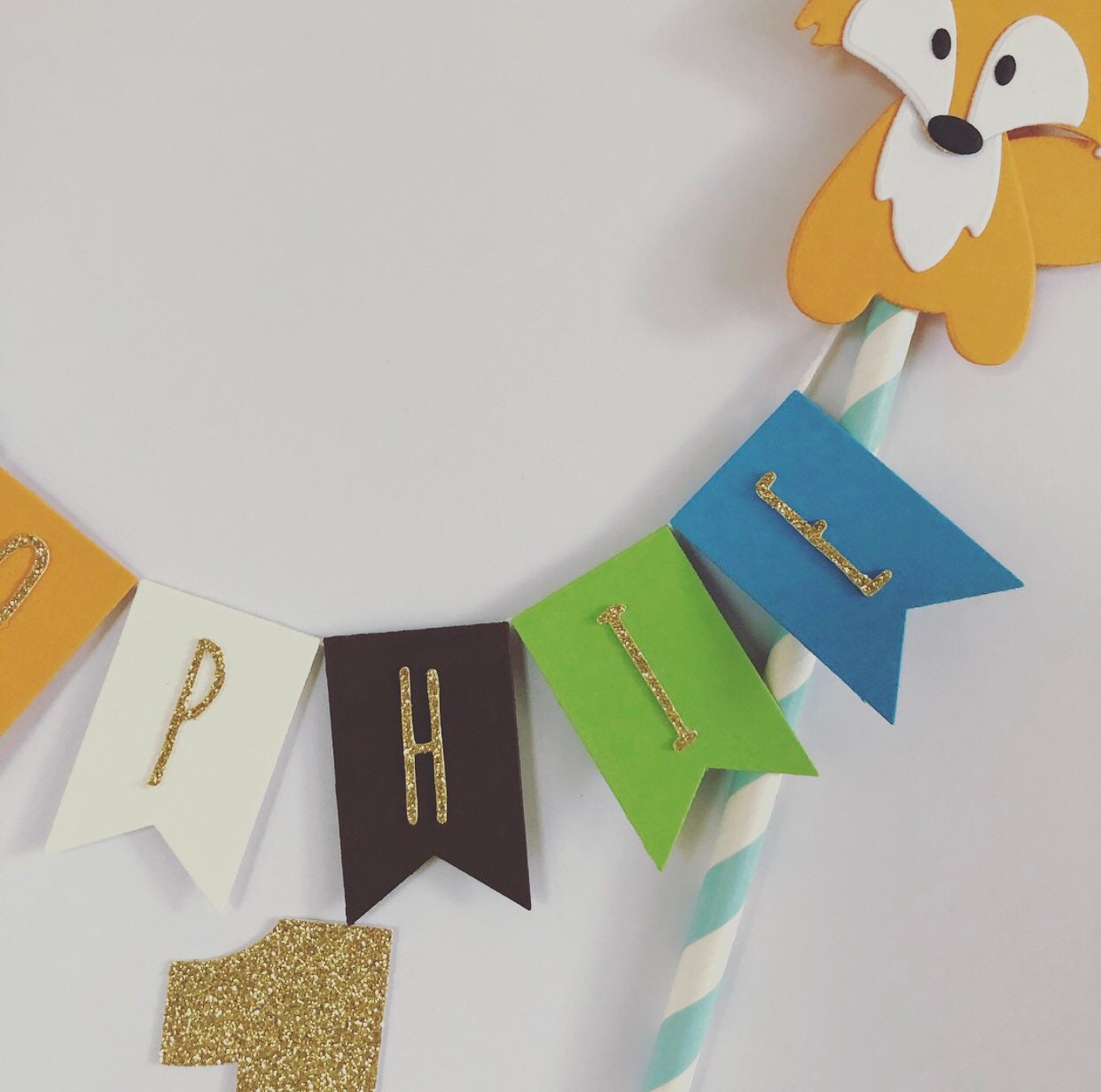 Personalised Custom Fox Cake Topper Fox Bunting Woodland Fox - Etsy