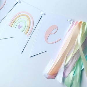 Pastel Rainbow First Birthday Banner, Highchair Garland, Boho Rainbow ...