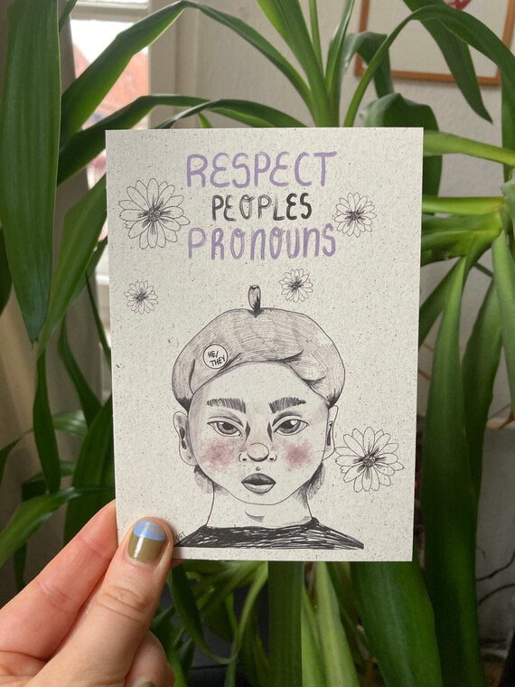 Respect peoples pronouns Postkarte - Etsy.de