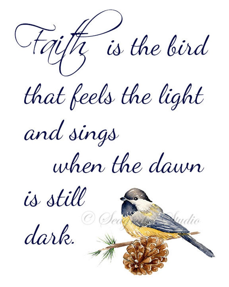 Faith Quote Watercolor Chickadee on Pine Cone Instant Digital Download ...