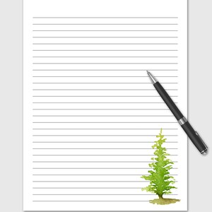 Printable Stationery Watercolor Pine Tree, Writing Paper Download, 8 ...