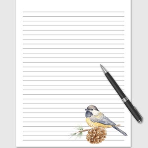 Printable Stationery Watercolor Bird on Pinecone, Letter Writing Paper ...