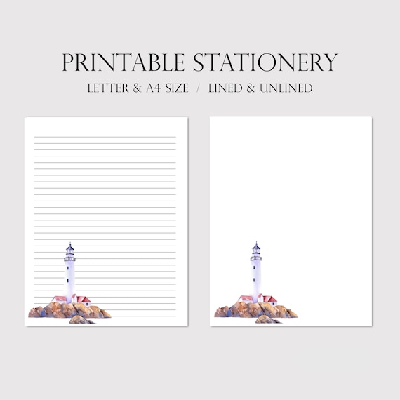 Printable Stationery Watercolor Lighthouse Writing Paper - Etsy