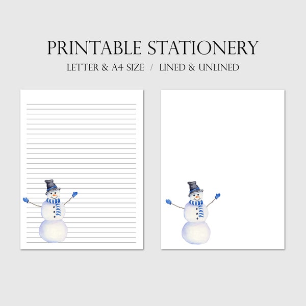 Snowman Writing Paper - Etsy