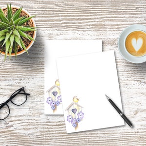 Printable Stationery Watercolor Bird & Birdhouse, Writing Paper ...