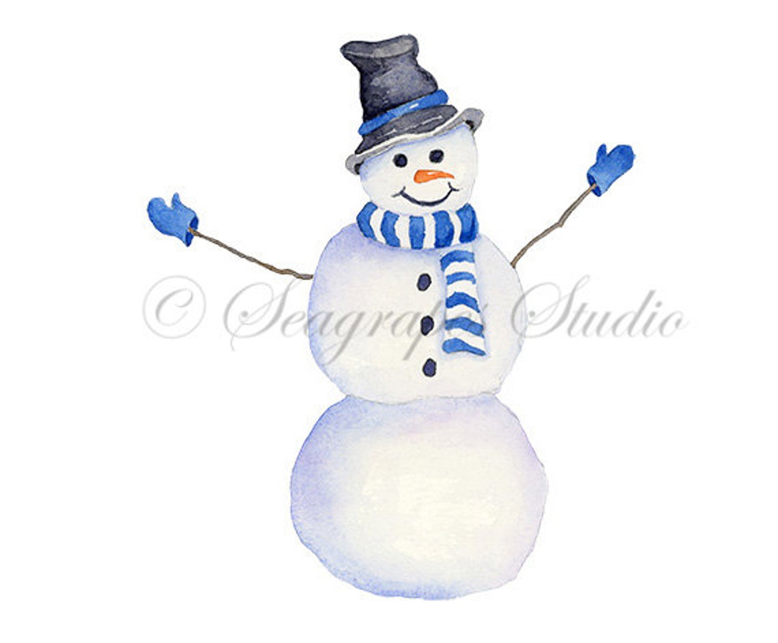 Watercolor Snowman Clipart, PNG Instant Download, Hand Painted Snowmen ...