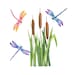 Watercolor Clipart Cattails & Dragonflies Clip Art, Hand Painted ...