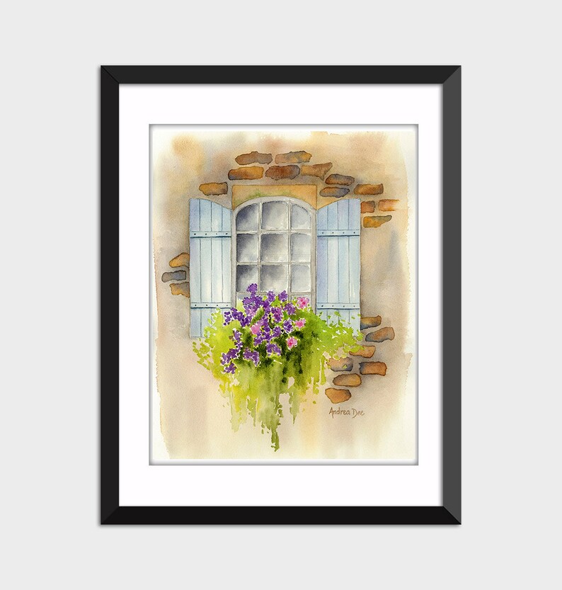 Watercolor Window Flower Box Printable Painting Instant Download Wall ...