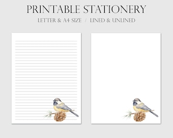 Printable Stationery Watercolor Bird & Birdhouse, Letter Writing Paper ...