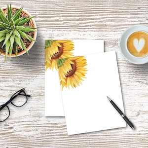 Printable Stationery Watercolor Sunflower, Writing Paper Download, 8 ...