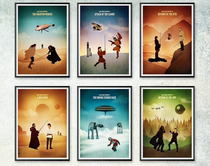 Star Wars Minimalist Poster Set the Phantom Menace Attack of - Etsy