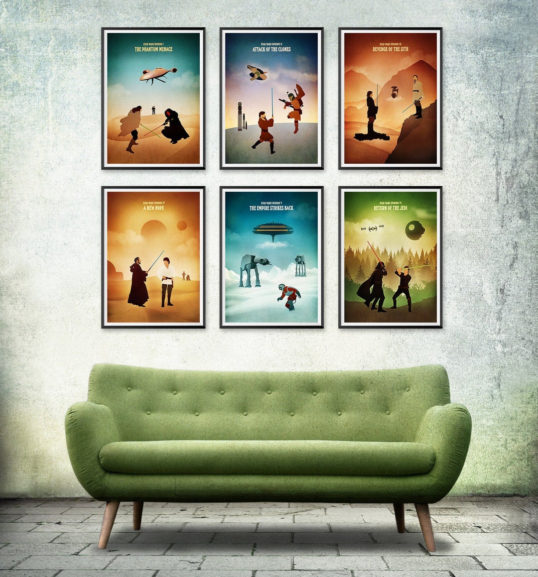 Star Wars Minimalist Poster Set, the Phantom Menace, Attack of the ...
