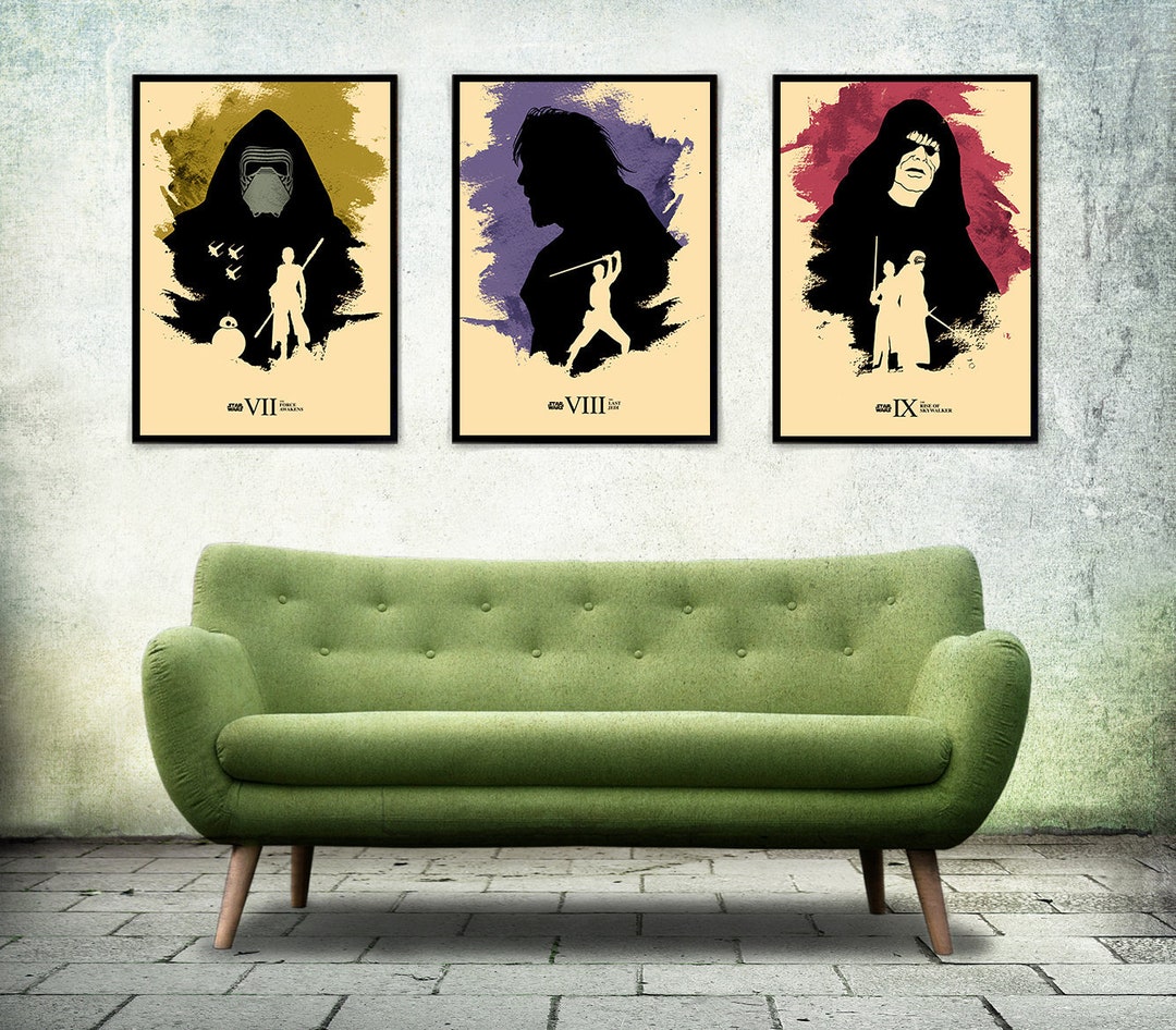 Star Wars Episode 7-8-9 Trilogy Poster Set, the Force Awakens, the Last ...