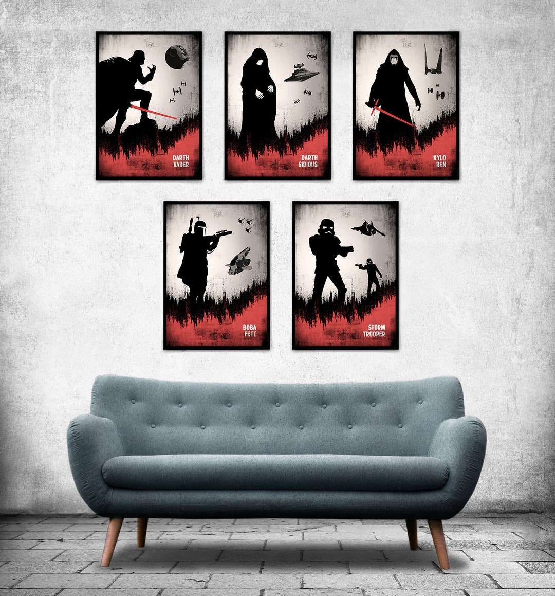 Star Wars Dark Side Poster Set / Darth Vader, Kylo Ren, Darth Sidious ...