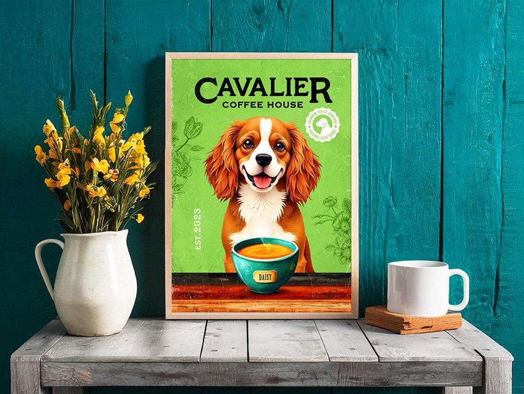 Personalized Cavalier King Charles Spaniel Coffee Minimalist Poster ...