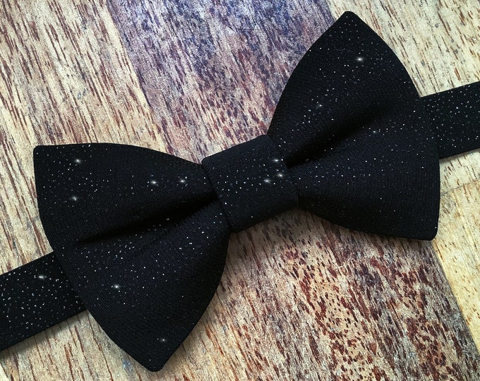 Black & Gold Bow Tie, Gold Splashes on Black, Pre-tied Bow Tie, Metallic Gold Wedding Bow Tie ...