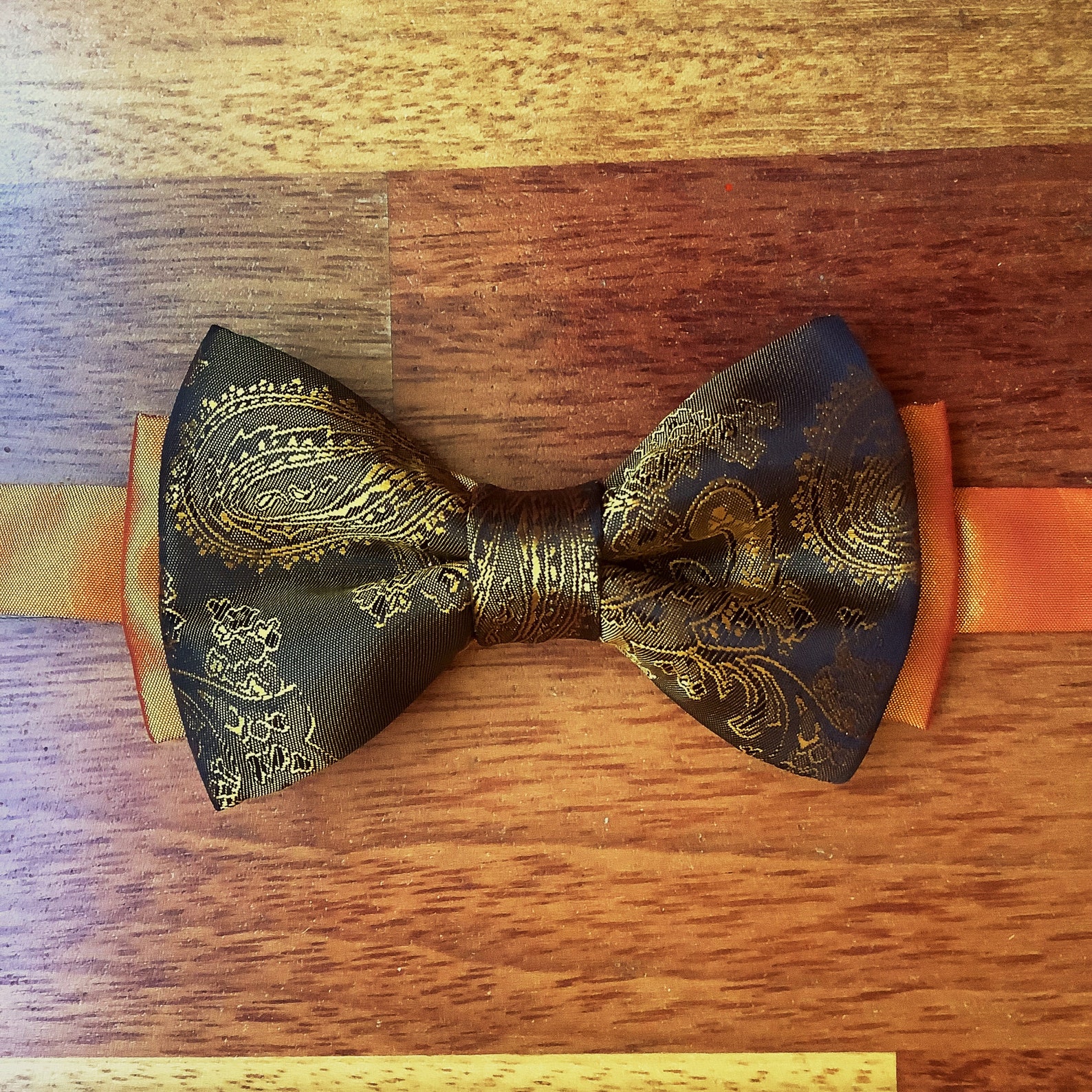Copper Bow Tie With Orange Gold Layer Bronze Paisley Dark - Etsy