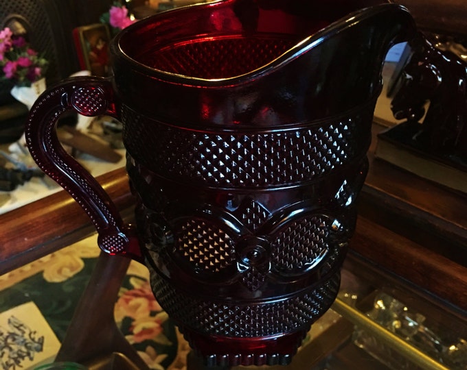 Vintage Avon Collectible Glass Ruby Red Pitcher in 1876 Cape Cod ...