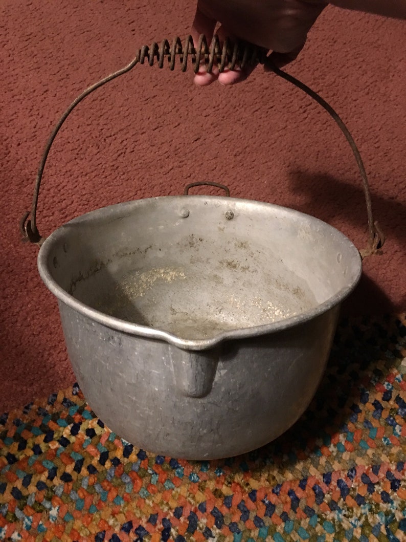 Rare Vintage Primitive ANTIQUE ALUMINUM KETTLE Coil Handle Pot - Etsy