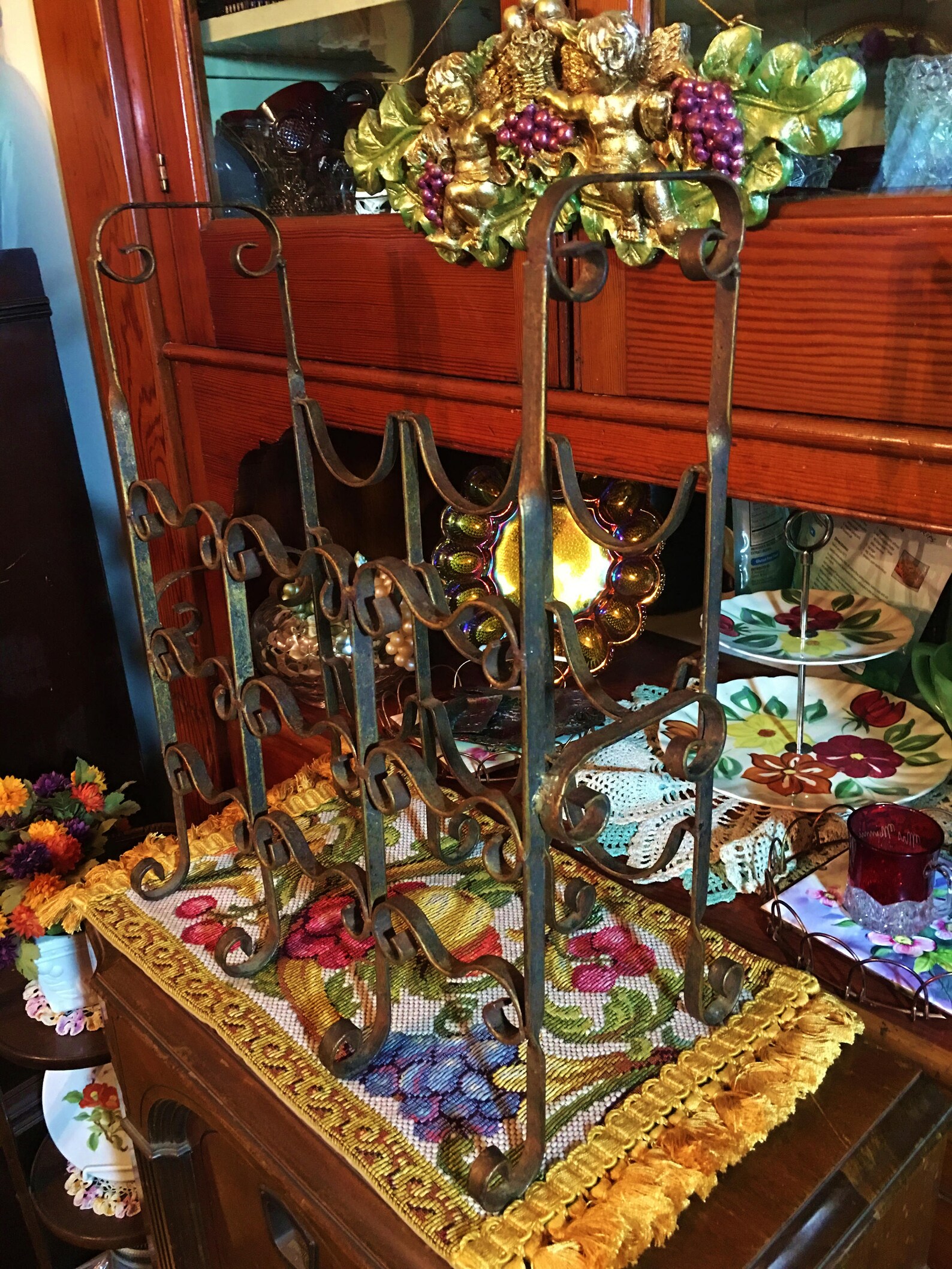 Vintage RUSTIC Metal WINE RACK Made in Mexico Wrought Iron - Etsy