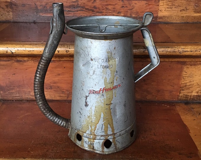 VINTAGE Collectible Old Huffman Metal OIL CAN 1 Gallon Flexible Spout ...