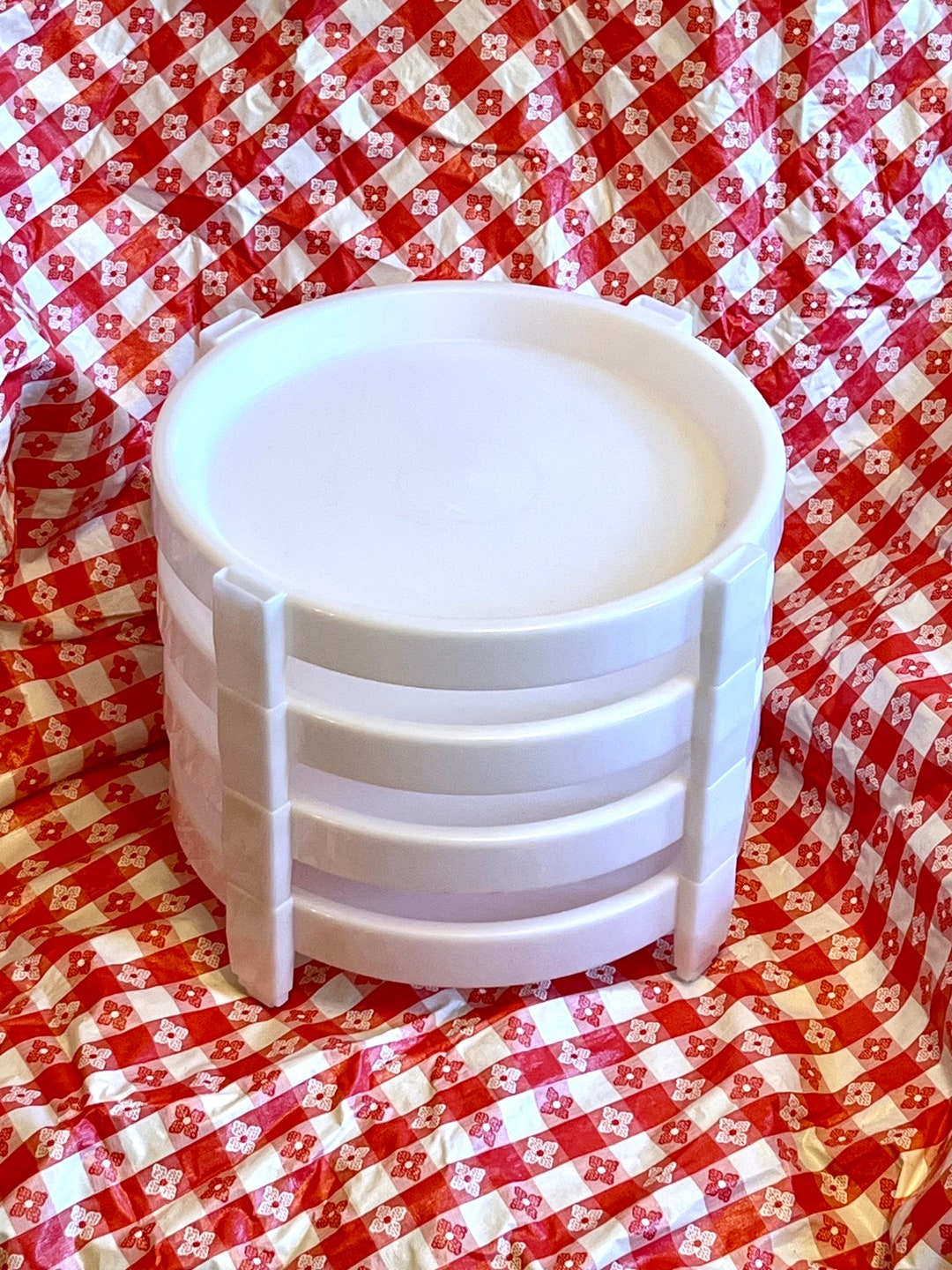 Vintage Set of 4 White TUPPERWARE DIVIDE-A-RACK Pie Stacker Trays for ...