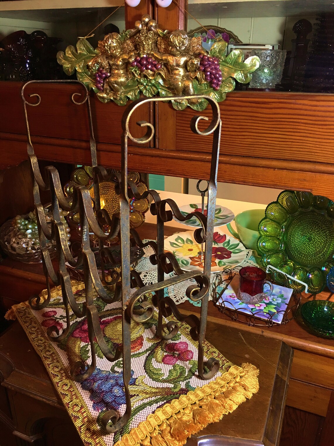 Vintage RUSTIC Metal WINE RACK Made in Mexico Wrought Iron - Etsy