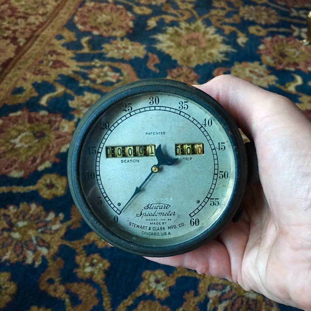Vintage SPEEDOMETER Antique Brass Era Part Stewart & Clark 60 MPH ...