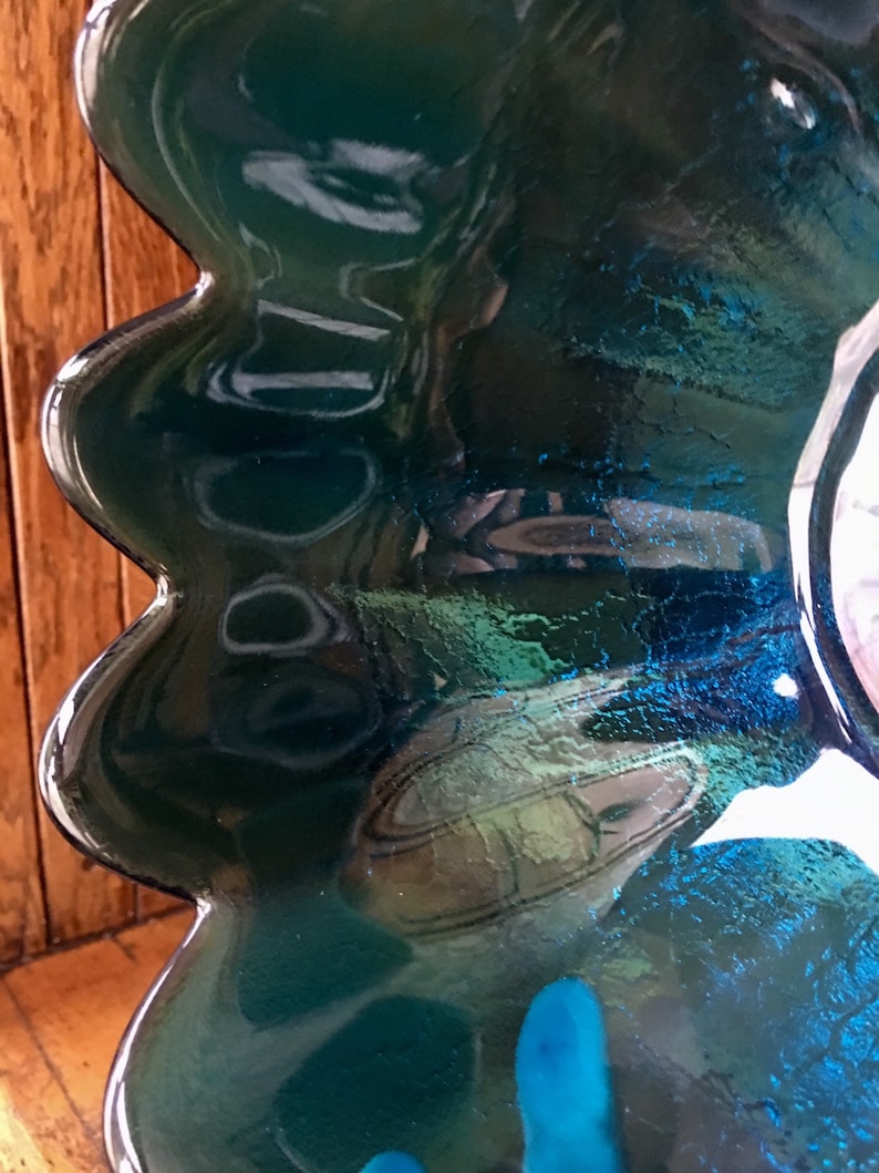 Vintage 1965 / 1966 BLENKO Glass SALAD Bowl SET Peacock Blue | Etsy